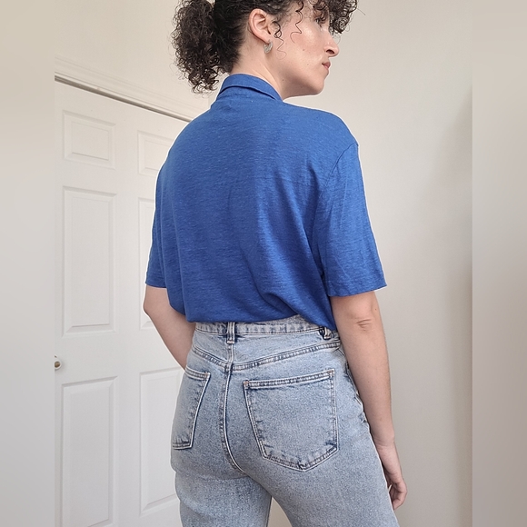 COS | Shirts | Cos Vibrant Blue 0 Linen Classic Regular Fit Polo Tshirt ...